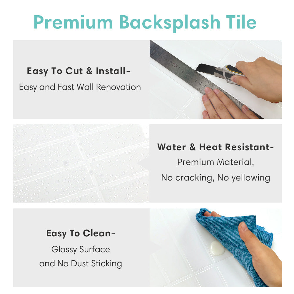 White Linear Peel and Stick Backsplash Tile – Commomy