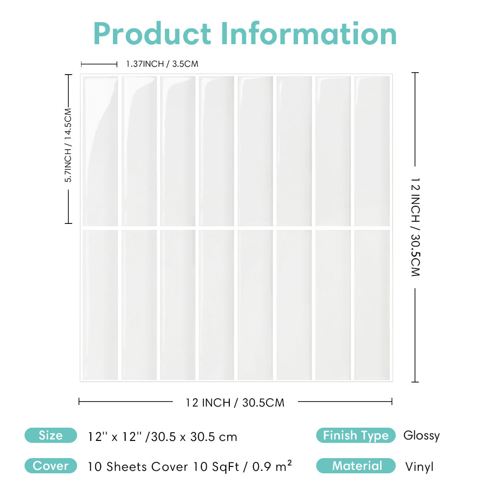 White Linear Peel and Stick Backsplash Tile – Commomy