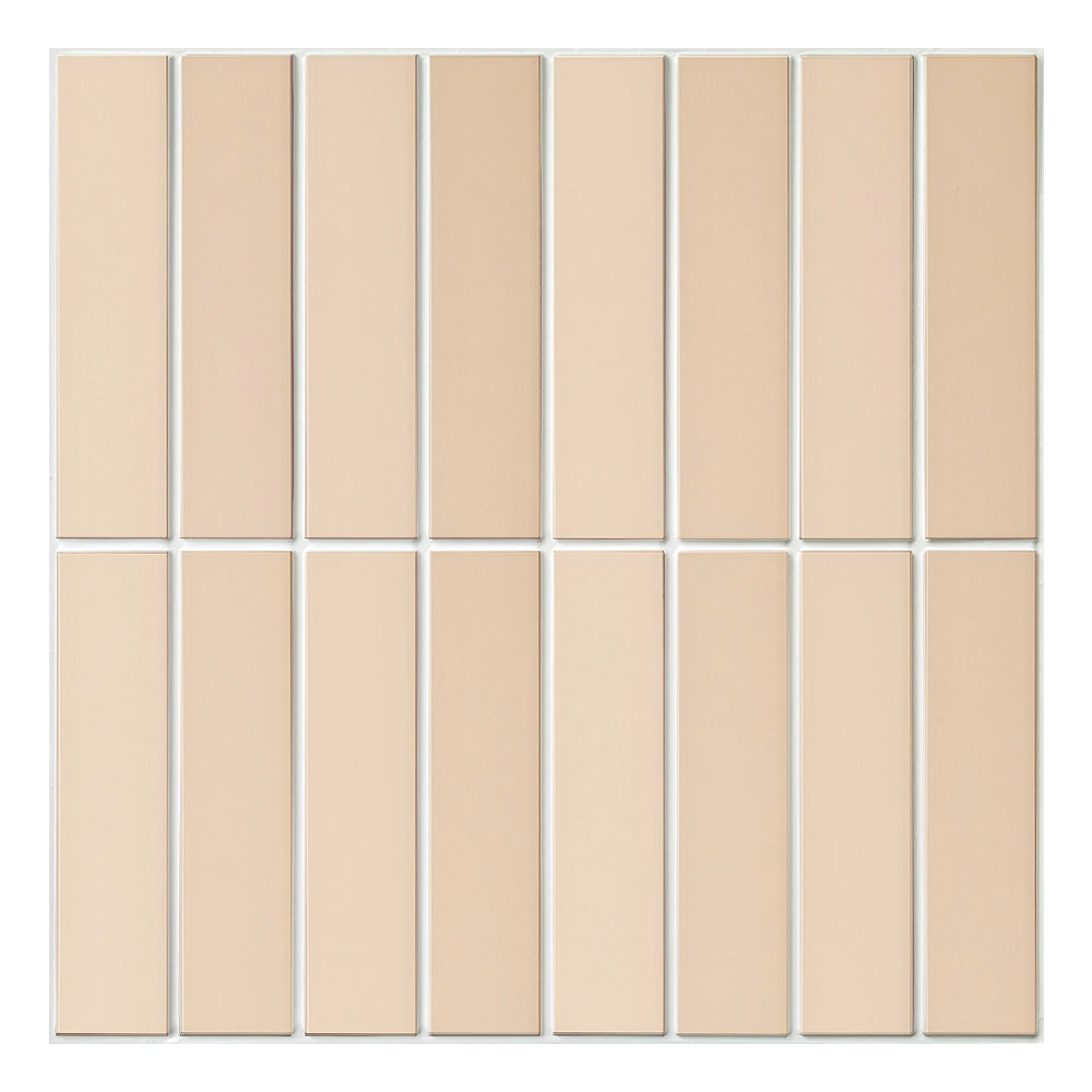 3D Beige Matt Straight Linear Mosaic Peel and Stick Wall Tile – Commomy