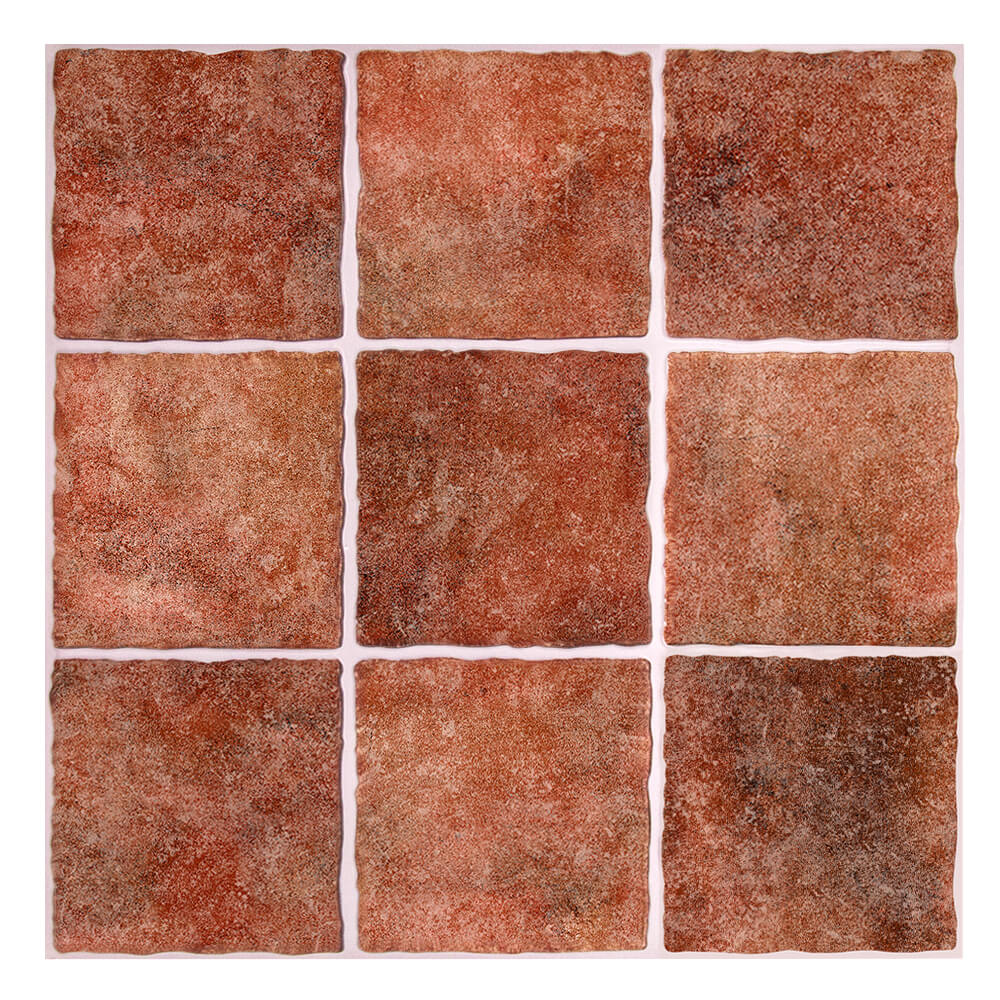 3D Red Ceramic Square Peel and Stick Wall Tile – Commomy
