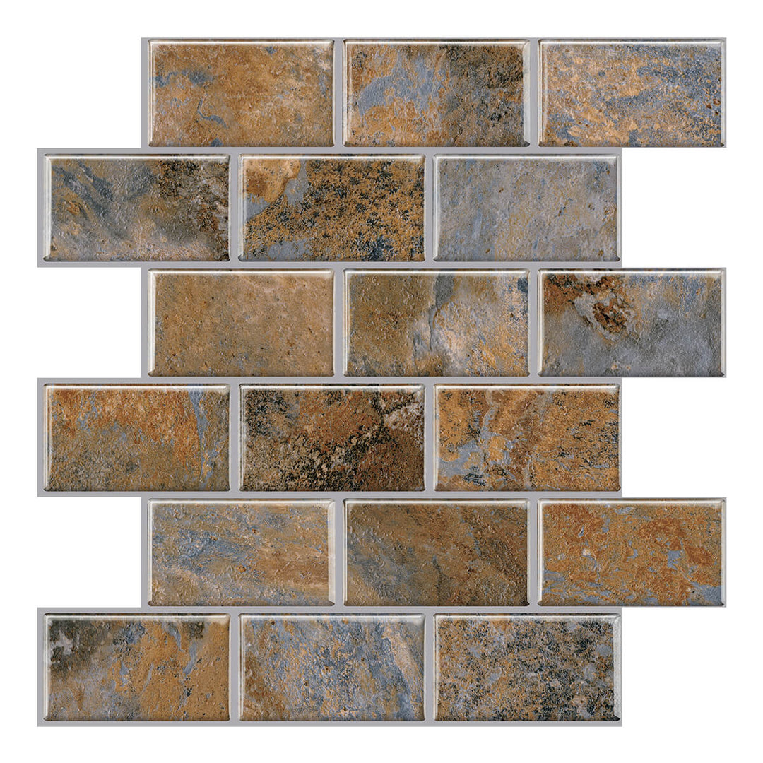 brown marble tile backsplash