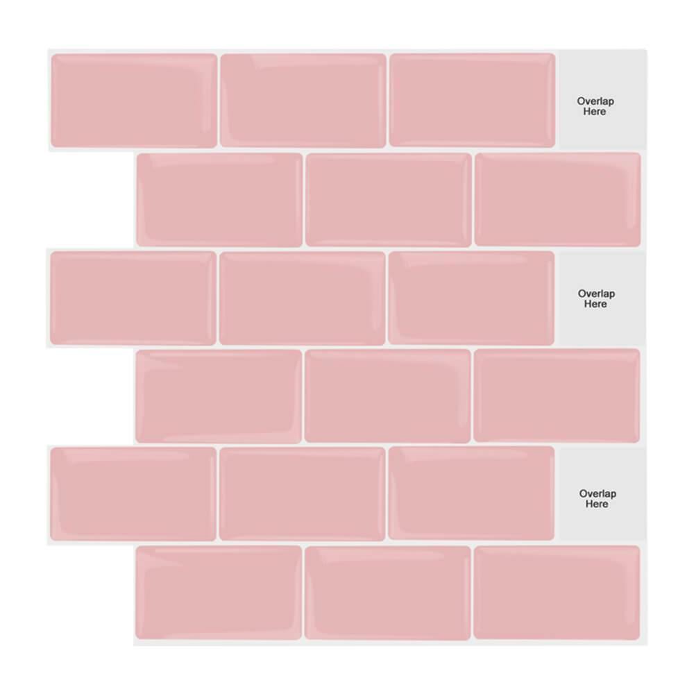 Classic Subway Pink Peel and Stick Backsplash Tile – Commomy