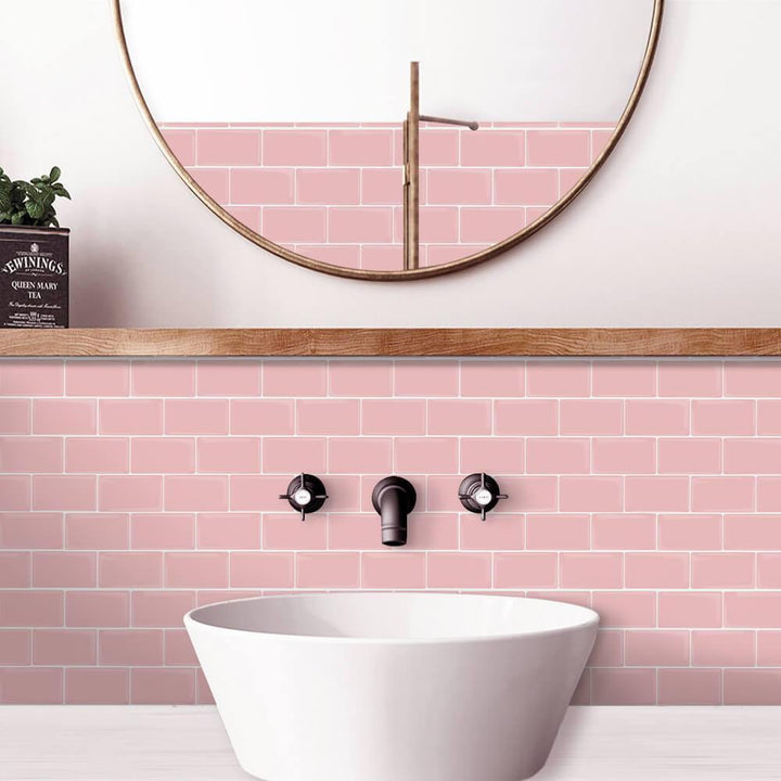 Pink Subway Tile Florence Soft Pink Gloss Spanish Irregular Edge