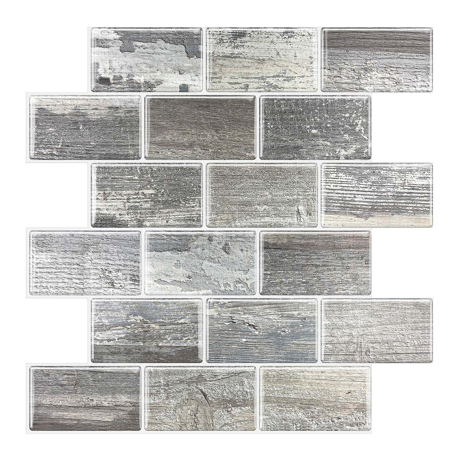 Gray Wood Shiplap Subway Peel and Stick Backsplash Tile - Thicker Desi ...