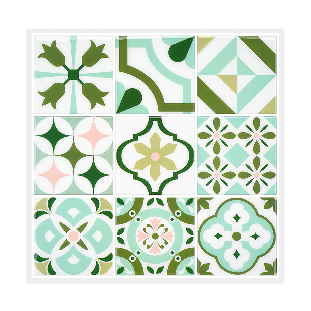 green moroccan tile backsplash
