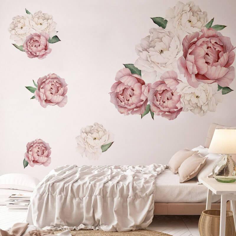 Pink Peony Peel and Stick Wall Decals – Commomy