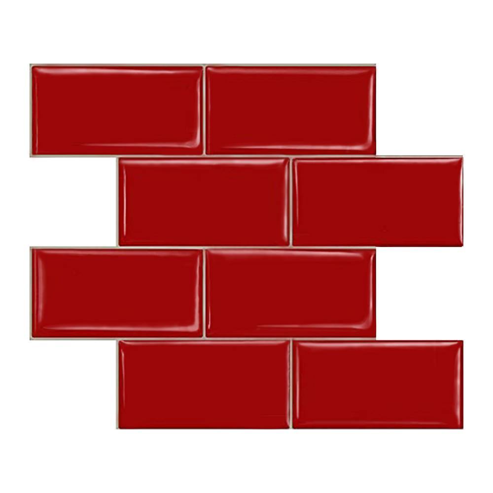 Red Subway Backsplash Peel and Stick Tile - Thicker Design – Commomy